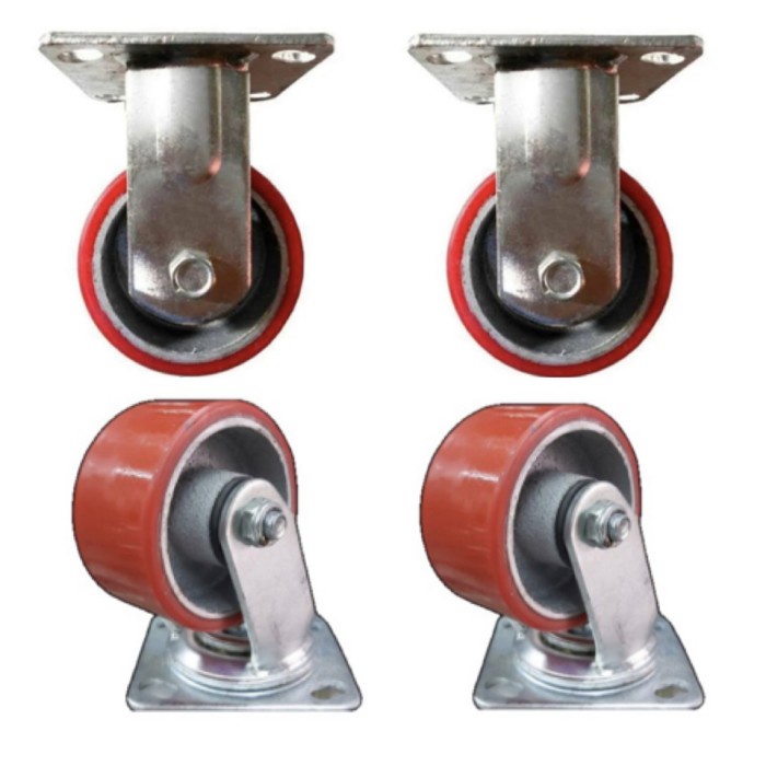 Jual Roda Roda Caster Trolly Pu Merah 4 Inch Taiwan Heavy Duty Hidup ...