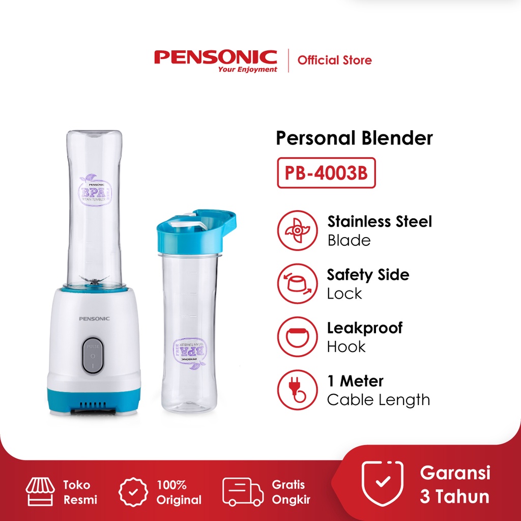 Jual [DUS JELEK] PENSONIC Personal Blender Blue BPA Free 2x 600ml ...