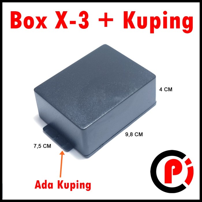 Jual BOX HITAM PLASTIK X3 Plus Kuping Kotak Elektronik Project 7.5x9 ...