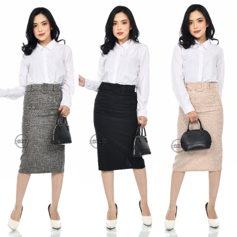 Jual Rok Kerja Hitam Pendek Span Midi 7/8 Dibawah lutut Bahan Formal ...