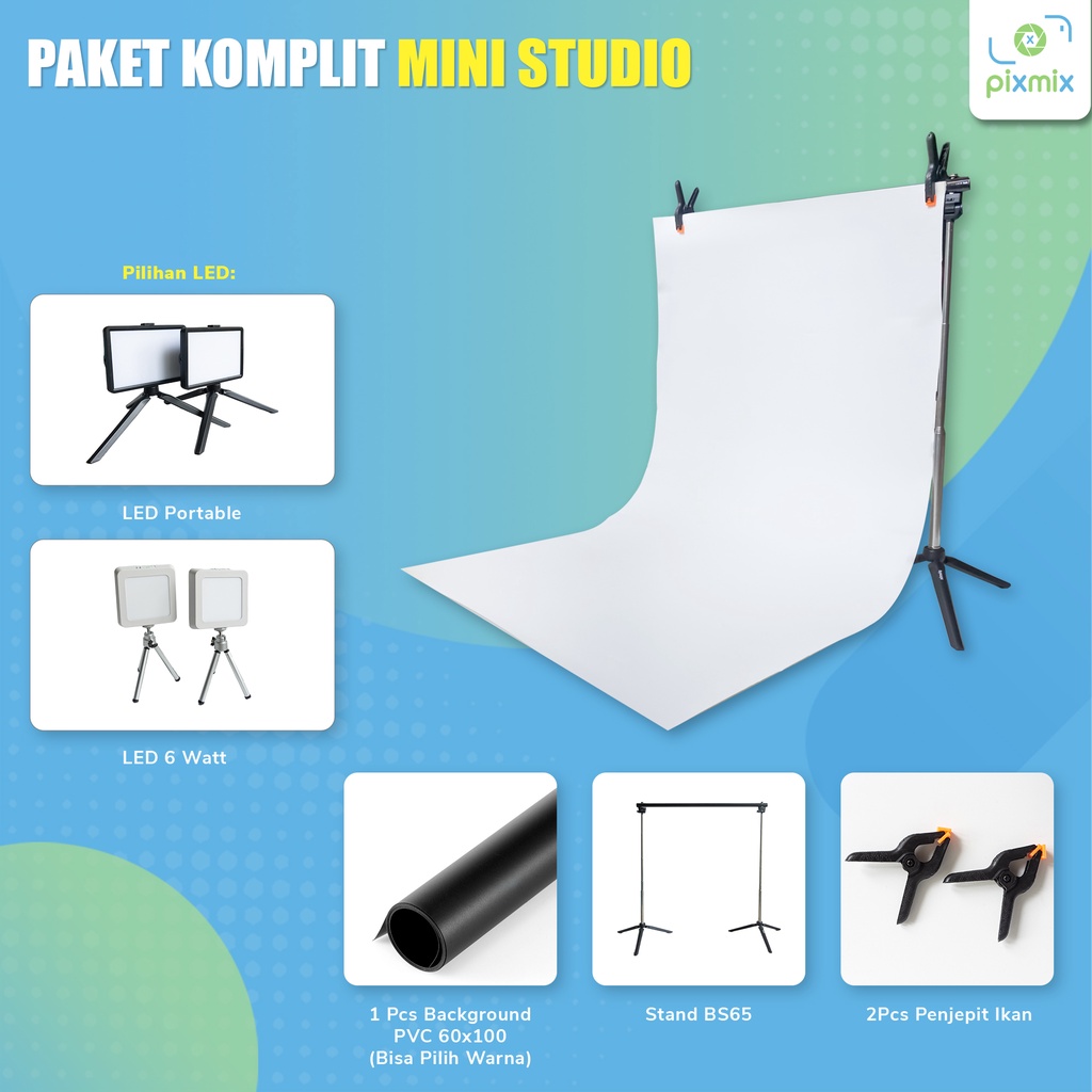 Jual PAKET KOMPLIT MINI STUDIO FOTO - 60 CM BACKGROUND + 6W LAMP ...