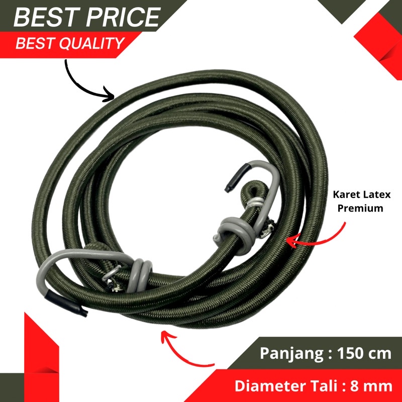 Jual Tali bagasi motor 150cm Tali pengikat barang motor elastic cord ...