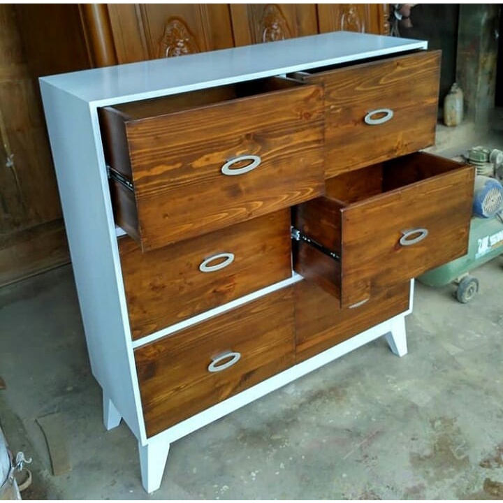 Jual Drawer 6 Laci Kayu Jati, Kabinet Meja Tembok Model 6 Laci ...