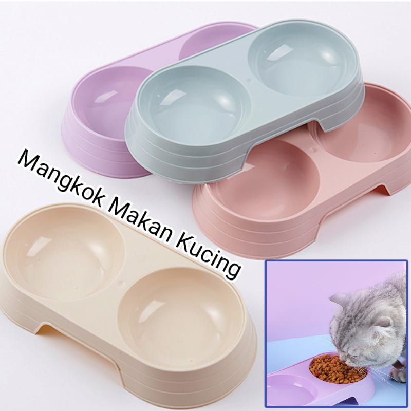 Jual MANGKOK KUCING (DOUBLE) - Wadah 2 in 1 Makanan dan Minuman Kucing ...
