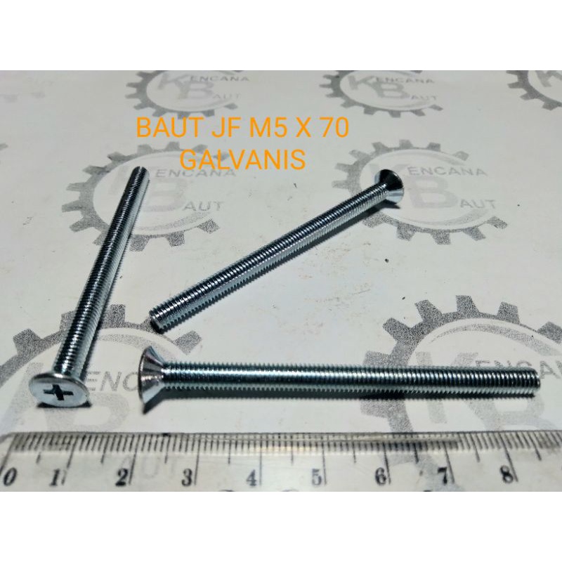 Jual BAUT JF M5 X 70 MM GALVANIS / SEKRUP / SKRUP M5 X 70 KUNCI OBENG ...