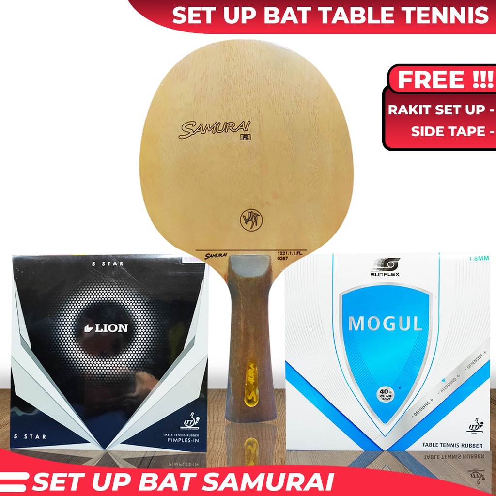 Jual Setup Tenis Meja Pingpong Samurai Carbon Lion 5 Star Sunflex Mogul | Shopee Indonesia