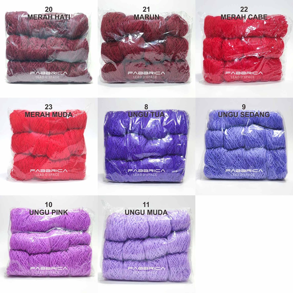 Jual Fabbrica - Benang Wol Vonel 12pcs Kecil Merah Ungu Pink / Benang ...