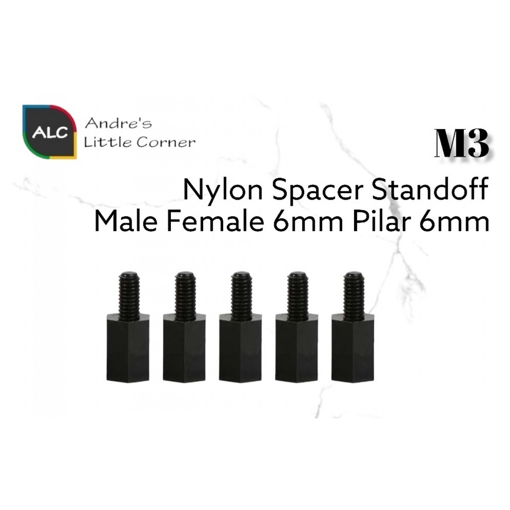 Jual M3 Spacer Spaser Standoff Male Female Nylon Nilon Black 6mm Pilar ...