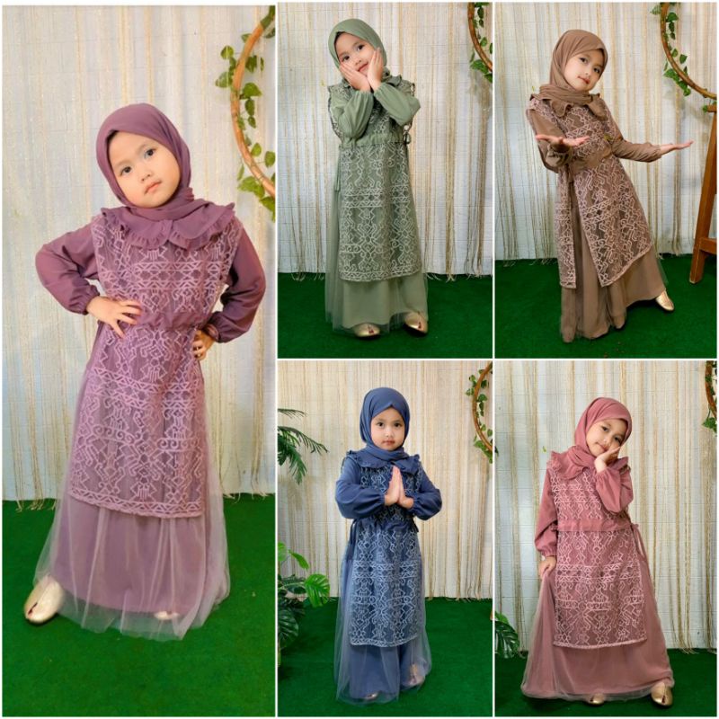 Jual ANNIEYEON| GAMIS ANAK OUTER ROMPI BROKAT SET KERUDUNG LUCU MURAH ...