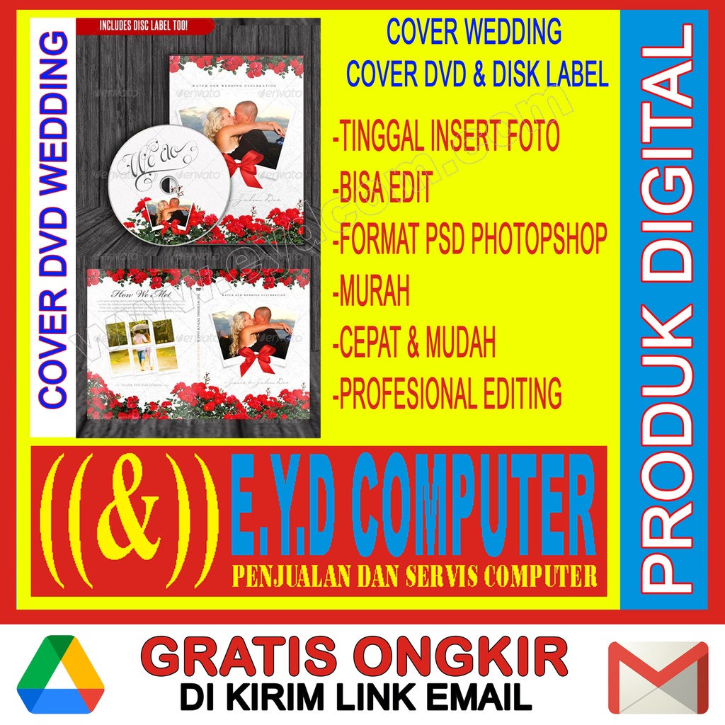 Jual DVD COVER WEDDING PERNIKAHAN DISK LABEL FORMAT PSD PHOTOSHOP COVER ...