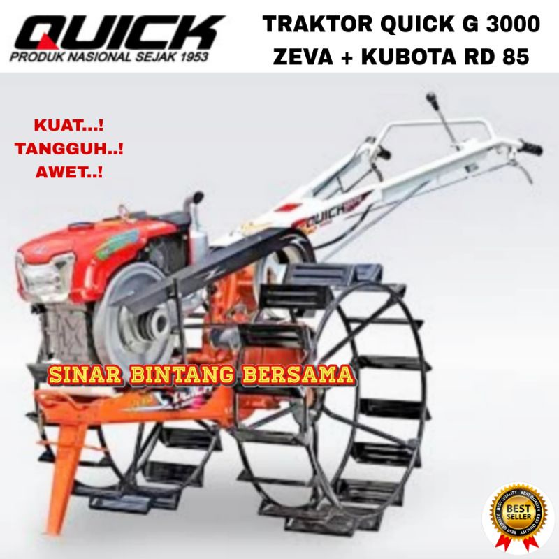 Jual TRAKTOR SAWAH QUICK G 3000 ZEVA + KUBOTA RD 85 | CULTIVATOR ...