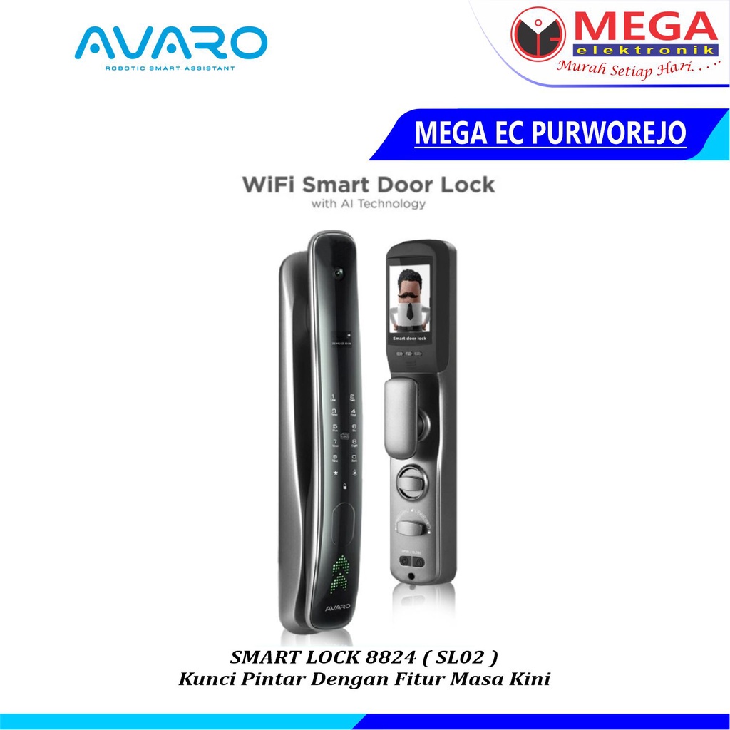 Jual SMART LOCK DOOR AVARO 8824 SL02 HANDLE KUNCI PINTU PINTAR OTOMATIS FINGERPRINT | Shopee ...