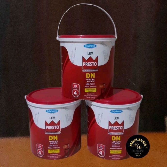 Jual LEM KAYU PRESTO DN 4kg GALON/EMBER ALIFATIK free buble+kardus ...