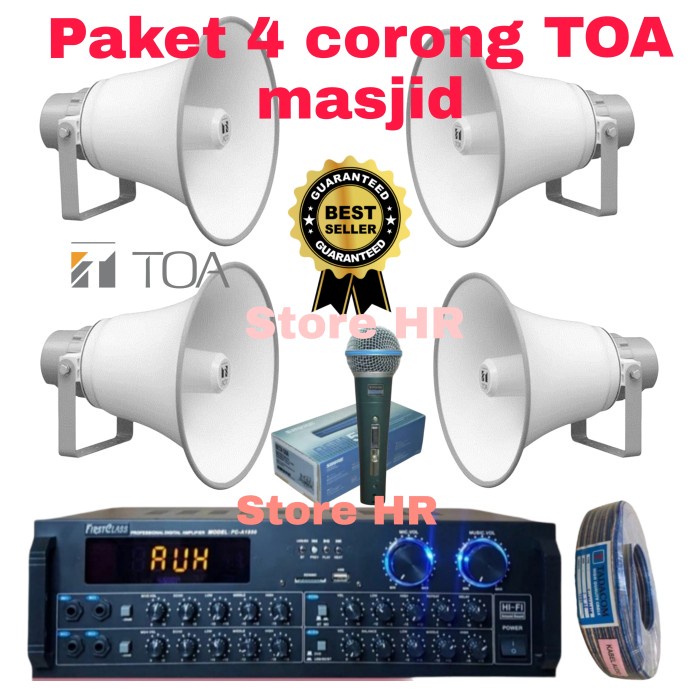 Jual Corong Toa Masjid 50 Watt 4 Pcs Ampli Bluetooth Mic Imam Mic Azan ...