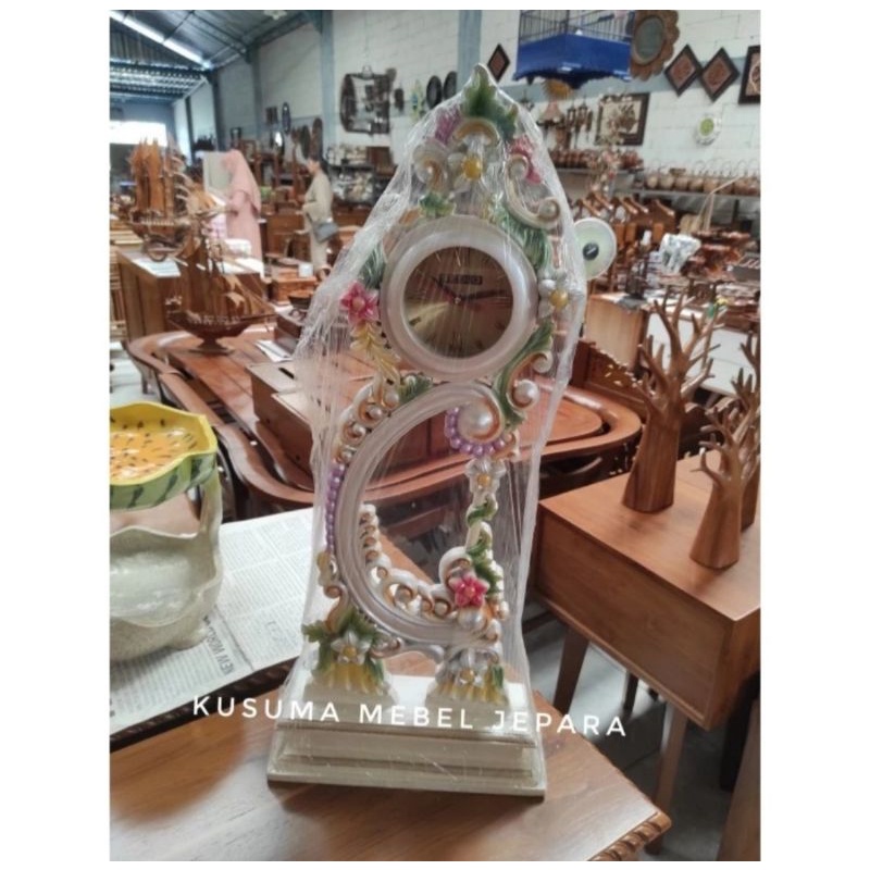Jual Jam Meja Ukir Bunga Kayu Jati (Tinggi 67cm) | Shopee Indonesia