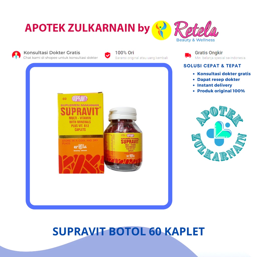 Jual Supravit Multi Vitamin 1 Botol isi 60 Tablet | Shopee Indonesia