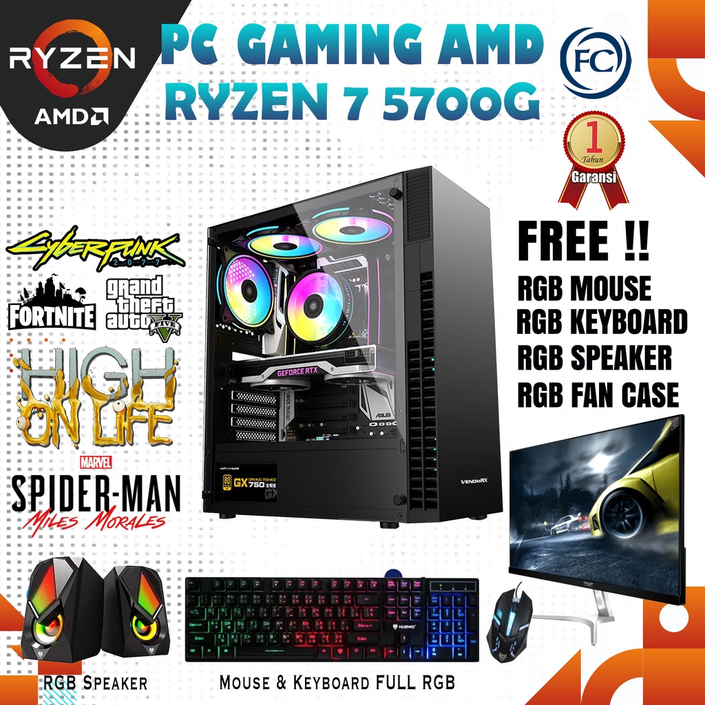 Jual PC GAMING & DESIGN RYZEN 7 5700G 16GB RAM FULLSET SIAP PAKAI ...