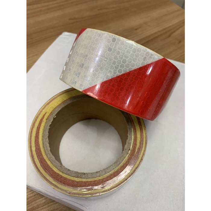 Jual Sticker Reflective Scotch Light LINE Diagonal MERAH PUTIH 5 cm X ...