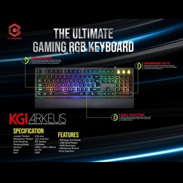 Jual Professional RGB Gaming Keyboard CYBORG KG1 (ARKEUS) | Shopee ...