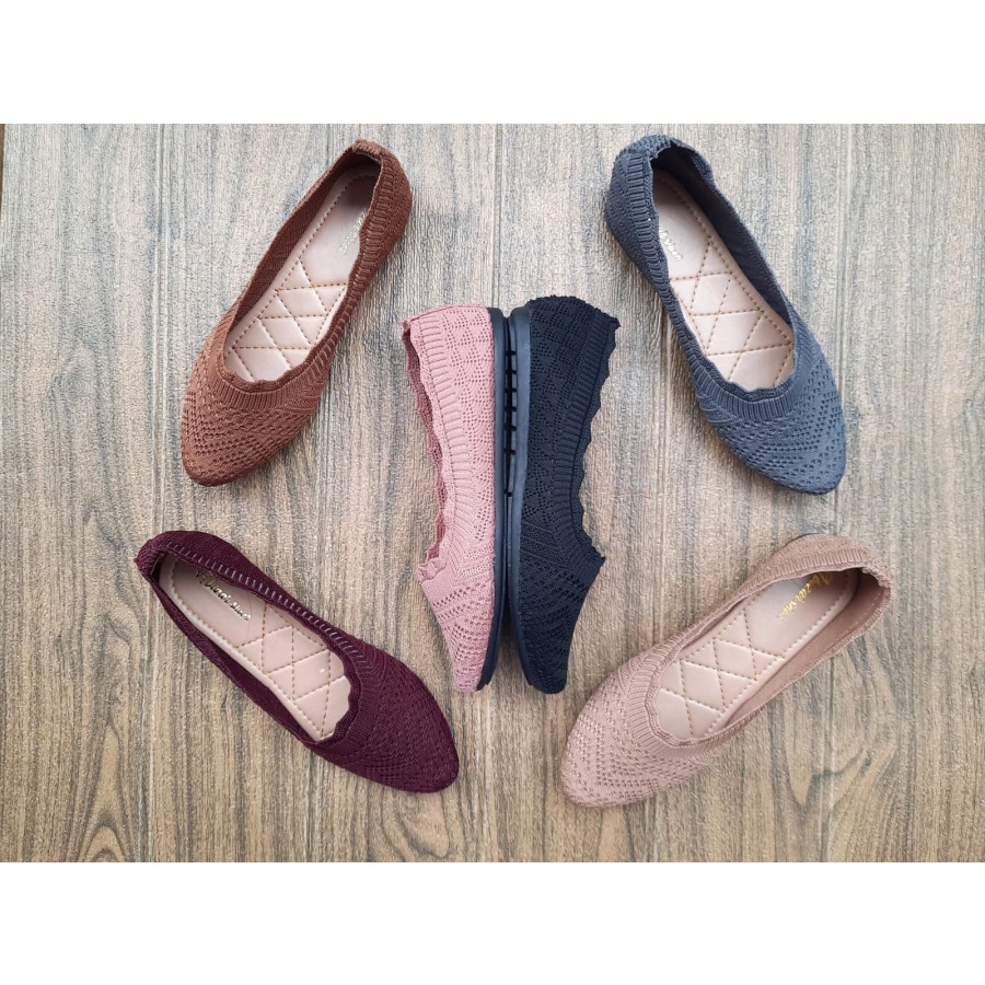 Jual SEPATU BALET WANITA RAJUT IMPORT/FLATSHOES TERBARU BERKUALITAS ...