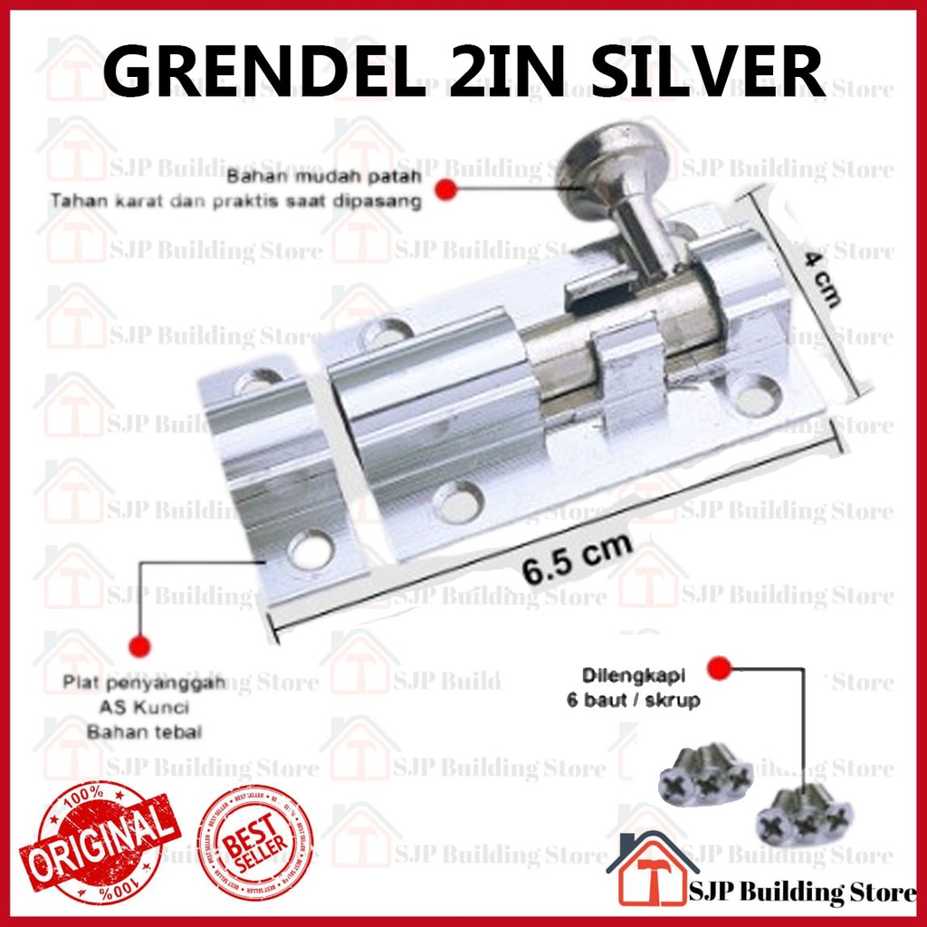 Jual Slot Pintu Silver 2" l Jendela Plat Tebal Grendel 2 Inch Inci l ...