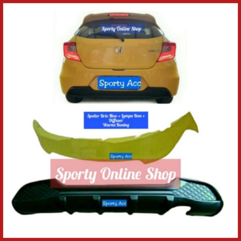 Jual Paket Spoiler Sayap Mobil Brio 2018up Model RS + Diffuser | Shopee ...