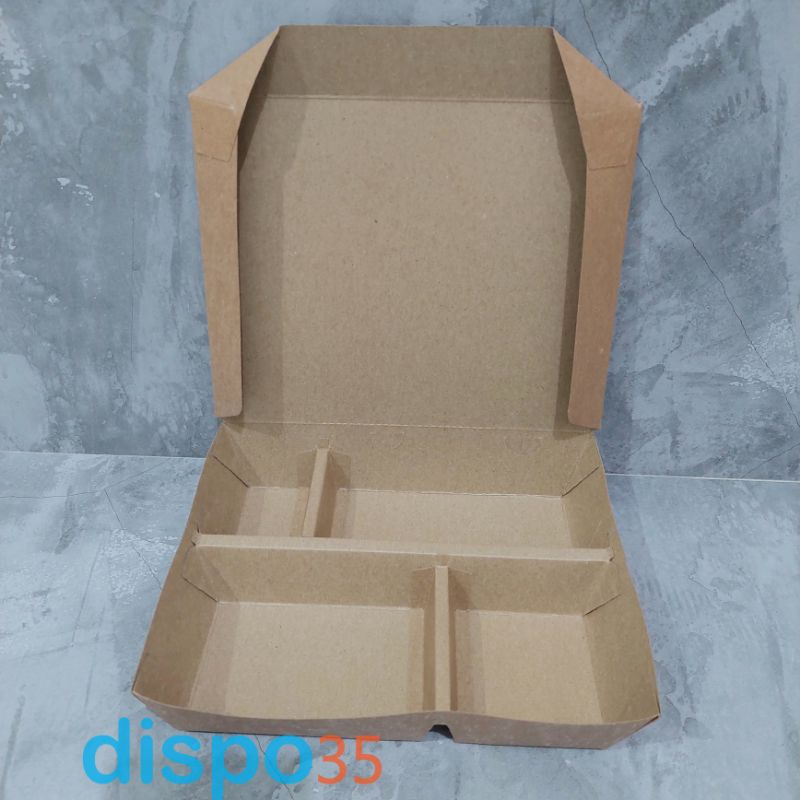 Jual Paper Lunch Box Sekat 4 Kraft / Lunch Box Paper Sekat 4 Coklat ...