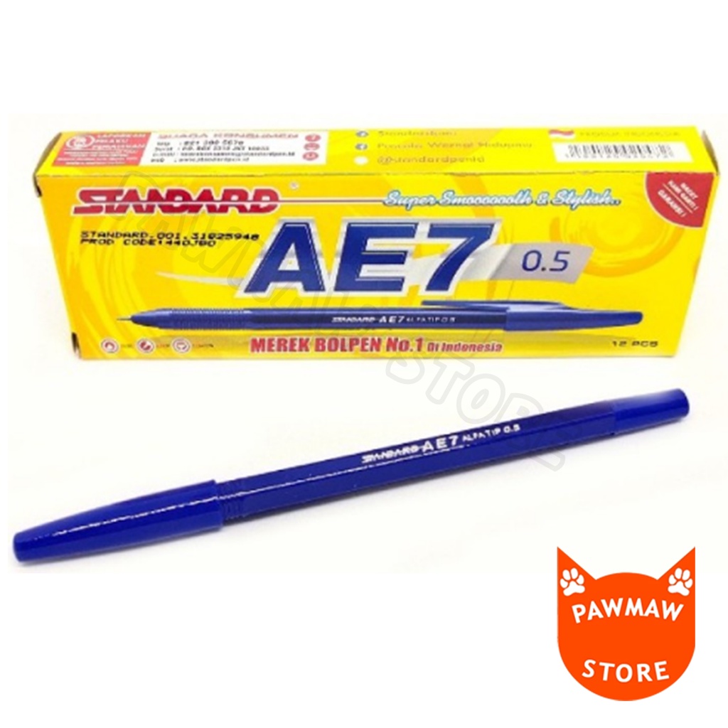 Jual Pulpen Standard AE7 Biru ( PACK ) | Shopee Indonesia