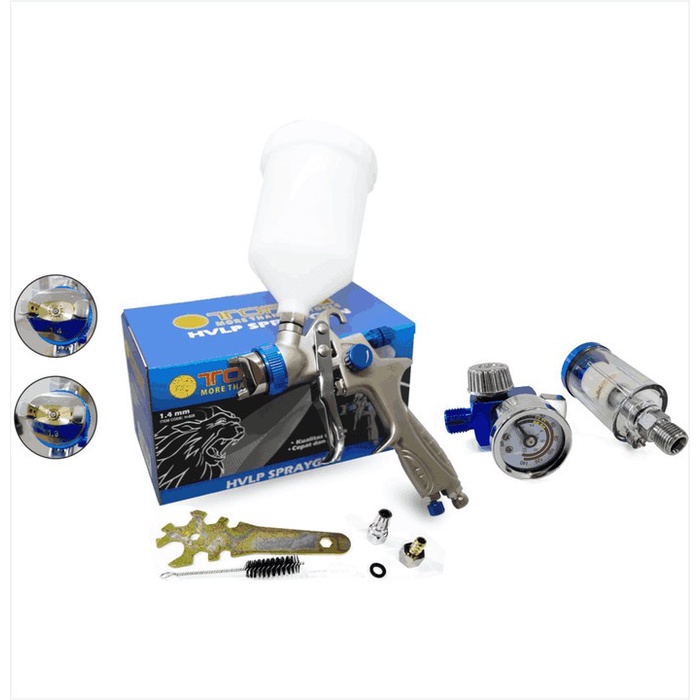 Jual TORA Spray gun HVLP + Regulator Air Filter 1/4 Inch - 1.3 mm ...