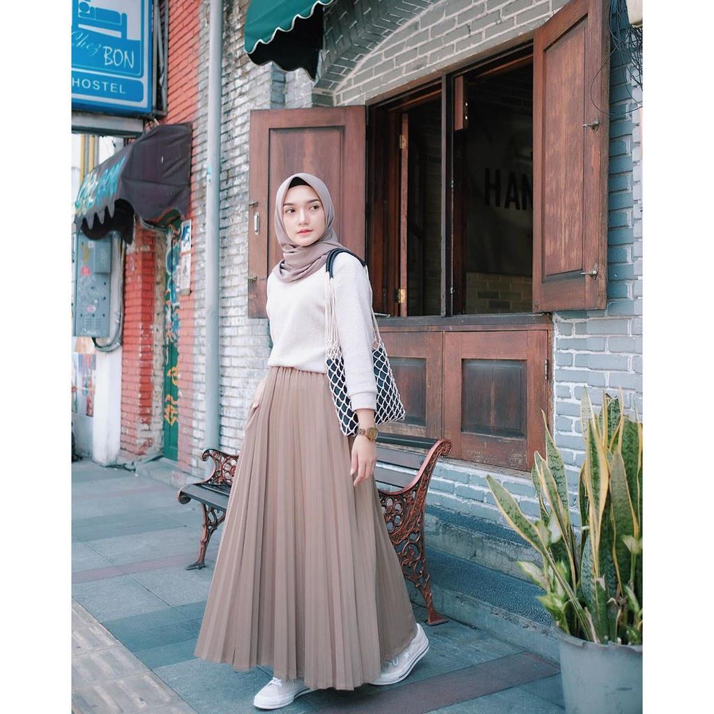 Jual LS 179. Rok Plisket Bawahan Wanita Rok Rempel Besar Bahan Hyget ...