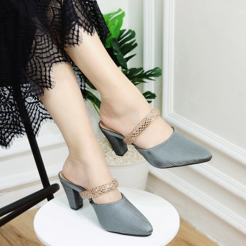Jual Herdian Hd 01 sendal wanita hak runcing Mules Heels Hak Tinggi (7 ...