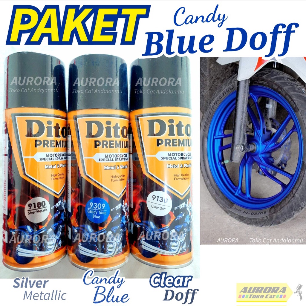 Jual PAKET Candy Blue Doff Diton Premium Silver Metalik 9180 + Candy ...