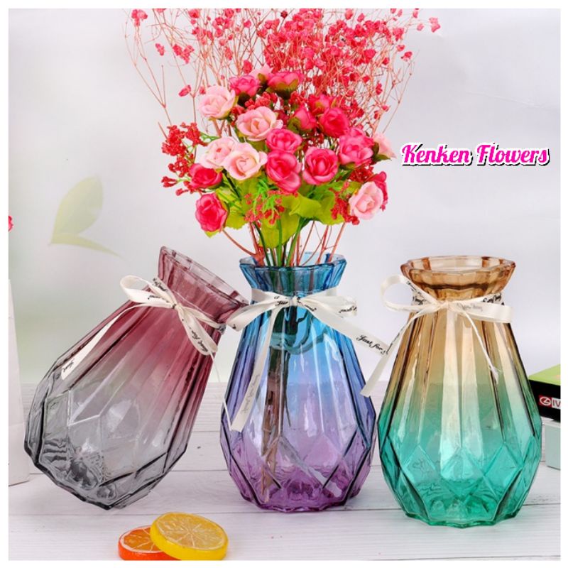 Jual Vas Glass Diamond Vas Bunga Segar,Artificial Elegant | Shopee ...