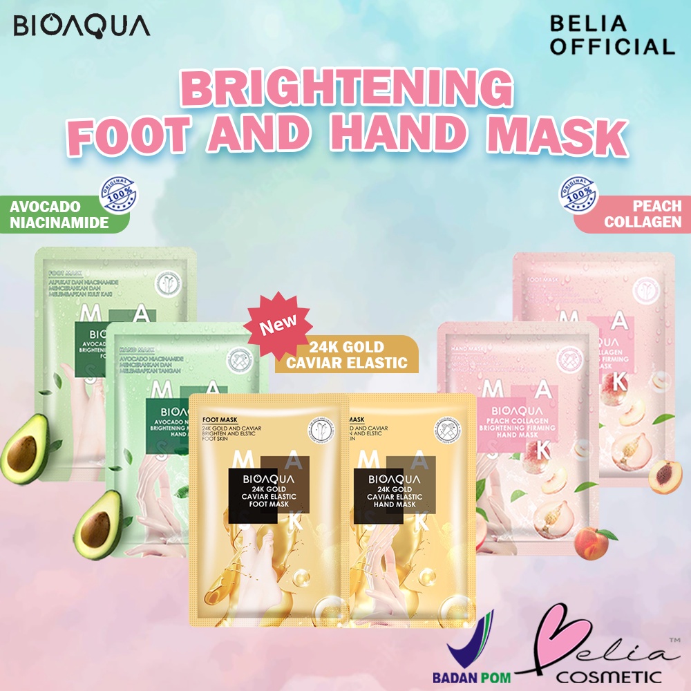 Jual BELIA BIOAQUA Hand Mask & Foot Mask | Peach Collagen Brightening ...
