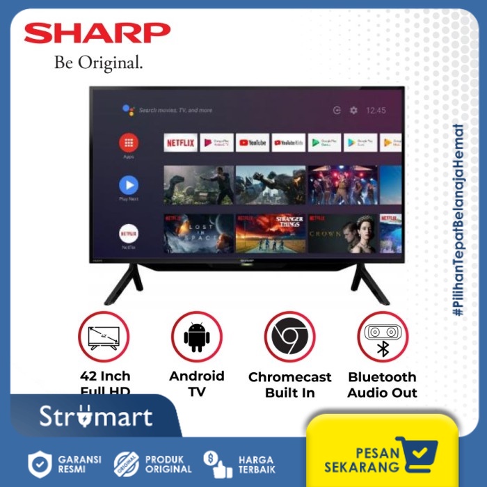 Jual TV LED 42" SHARP 2T-C42EG1I GOOGLE TV | Shopee Indonesia