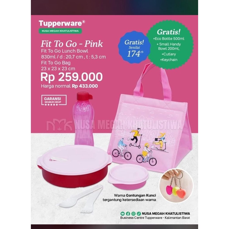 Jual TUPPERWARE FIT TO GO - LUNCH BOX TAS PINK | Shopee Indonesia