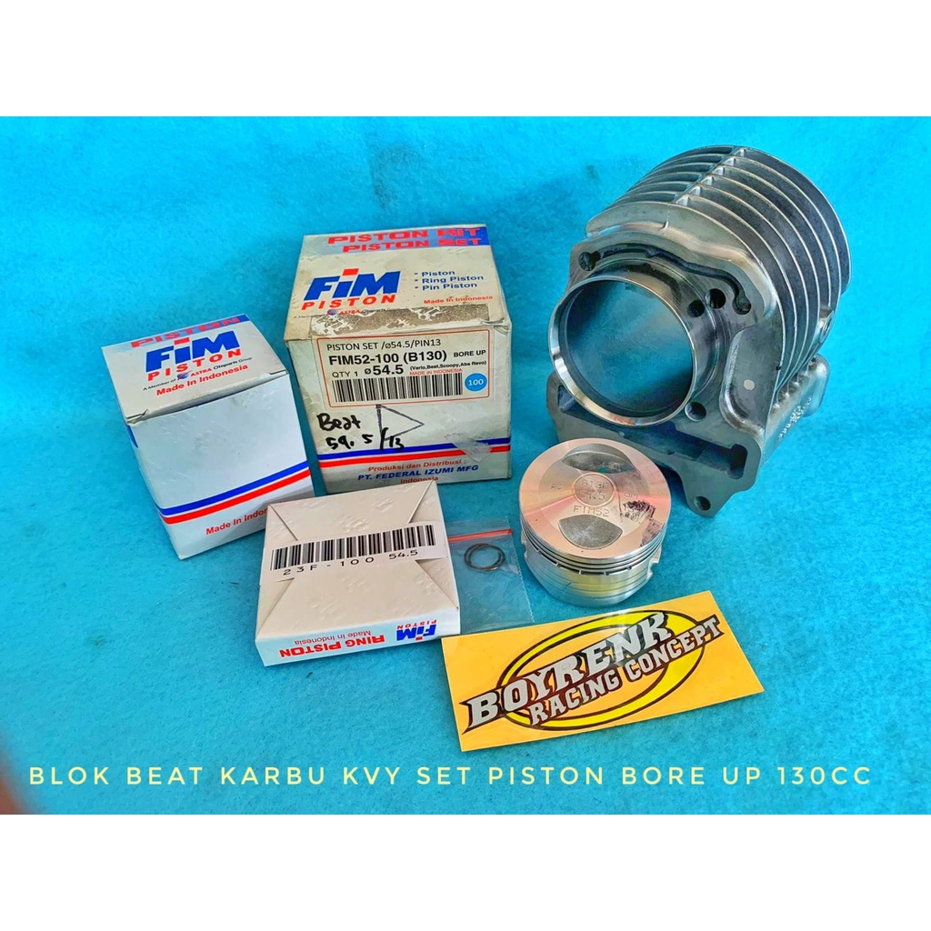 Jual CYLINDER BLOK BEAT KARBU KVY BEAT FI KZL 130CC PISTON 53.5 54 55 ...