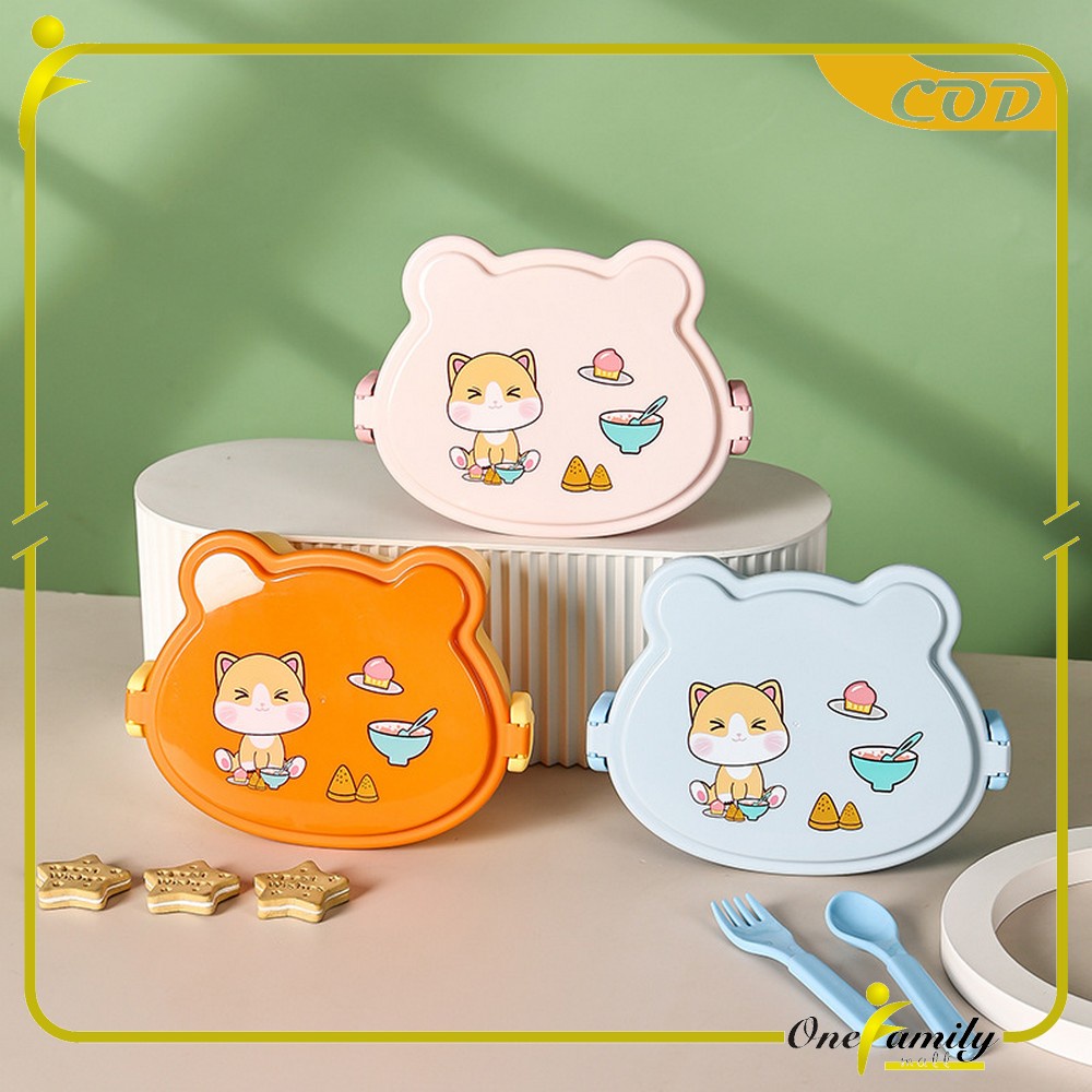 Jual ONE-C777 Kotak Bekal Anak Set Sendok Garpu Motif Cartoon Lucu ...
