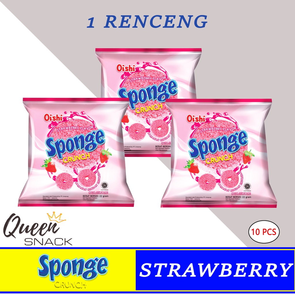 Jual Sponge Crunch Snack Oishi Rasa Strwberry Satu Renceng | Shopee ...