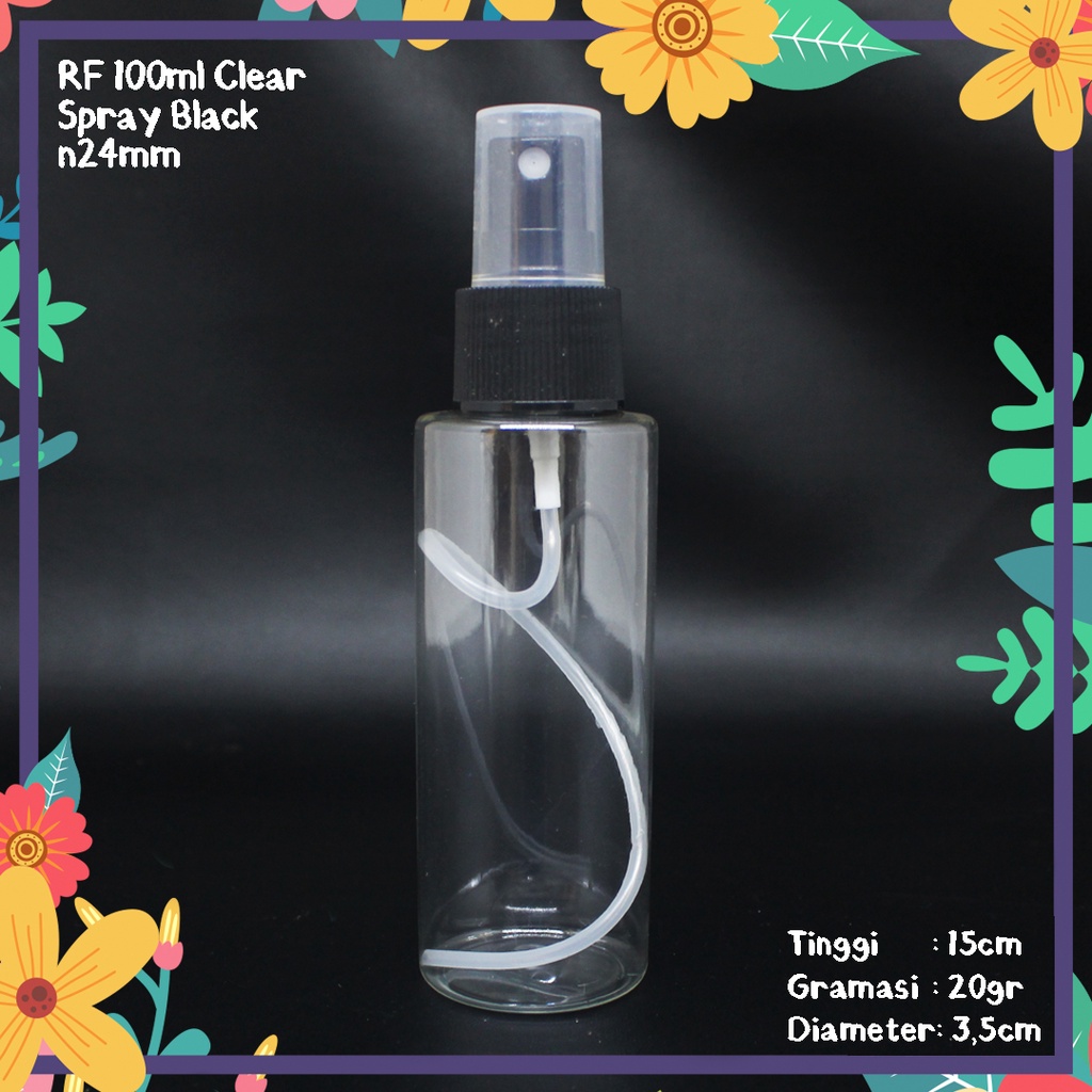 Jual BOTOL PLASTIK RF 100ML CLEAR TUTUP SPRAY HITAM N24 IMPORT MURAH ...