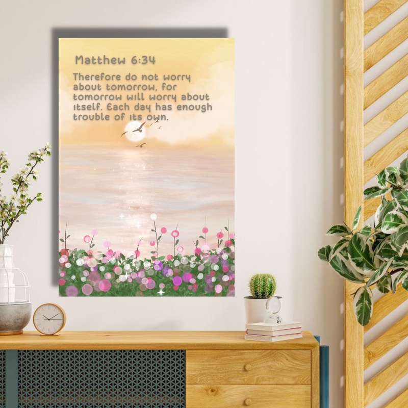 Jual Poster Tuhan Yesus Matius 6:34 / Wall Decor Rohani / Hiasan ayat ...