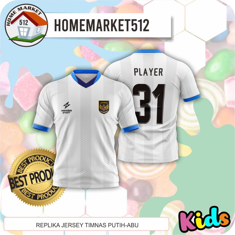 Jual Jersey Anak Kaos Jersey Bola Anak TIMNAS PUTIH ABU Kaos Jersey ...