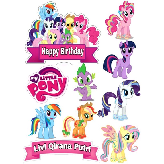 Jual Topper cake kue little pony poni kecilku free custom nama dan ...