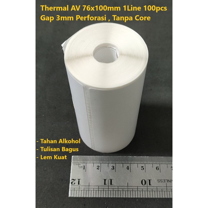 Jual Thermal 76x100mm 1Line 100pcs Gap 3mm Perforasi , Tanpa Core (Merk ...