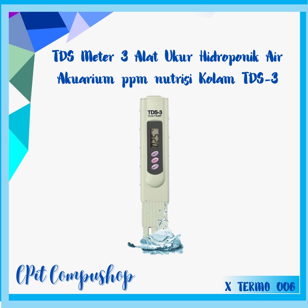Jual TDS Meter 3 Alat Ukur Hidroponik Air Akuarium ppm nutrisi Kolam ...
