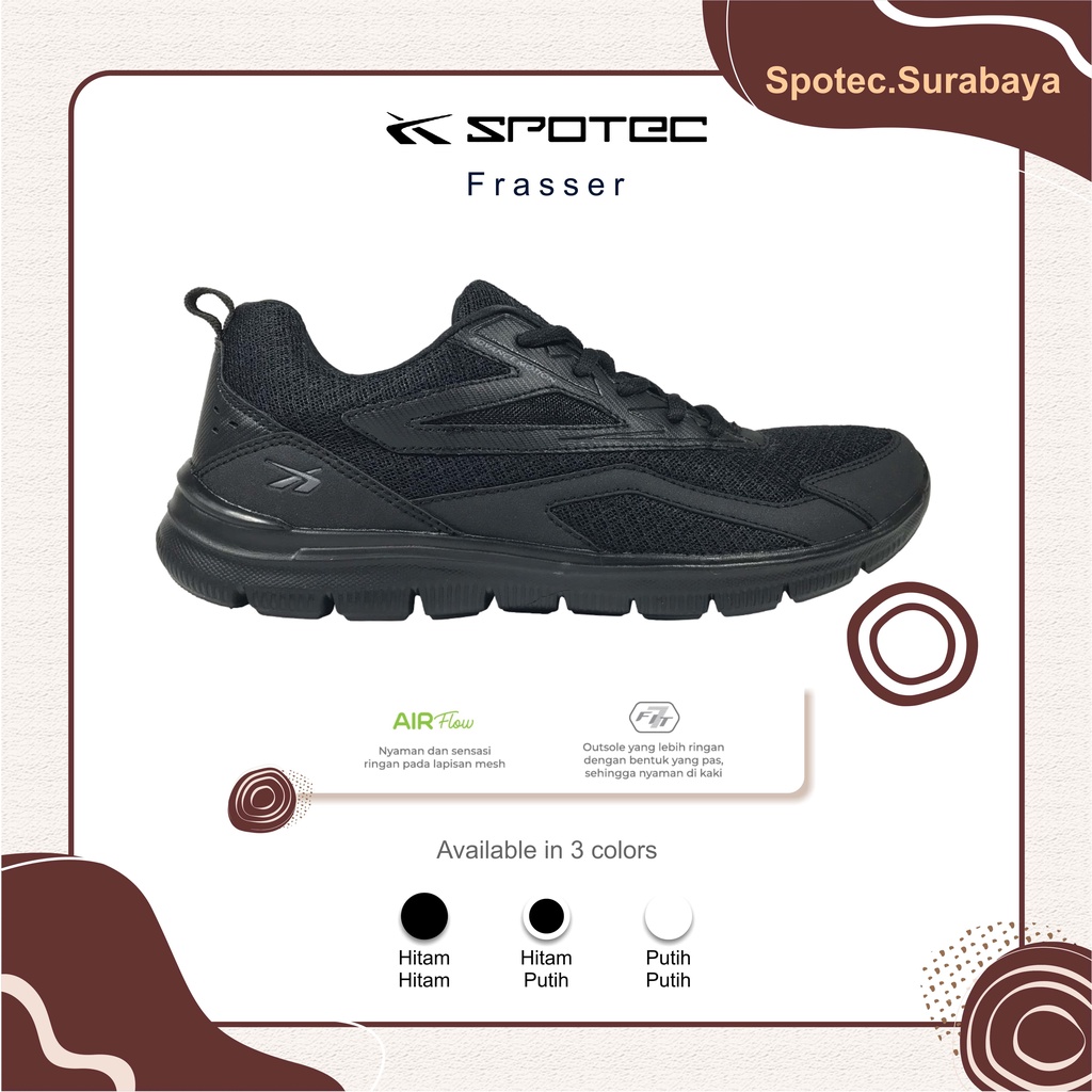 Jual Sepatu Sekolah SPOTEC FRASSER Hitam-Hitam | Shopee Indonesia