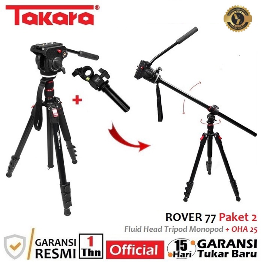 Jual Takara ROVER 77 Paket 2 Traveller Fluid Head Video Tripod Monopod ...