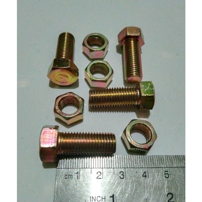 Jual BAUT MUR KUNING HEX BMK M10 X 25 MM ( KUNCI 14 ) | Shopee Indonesia