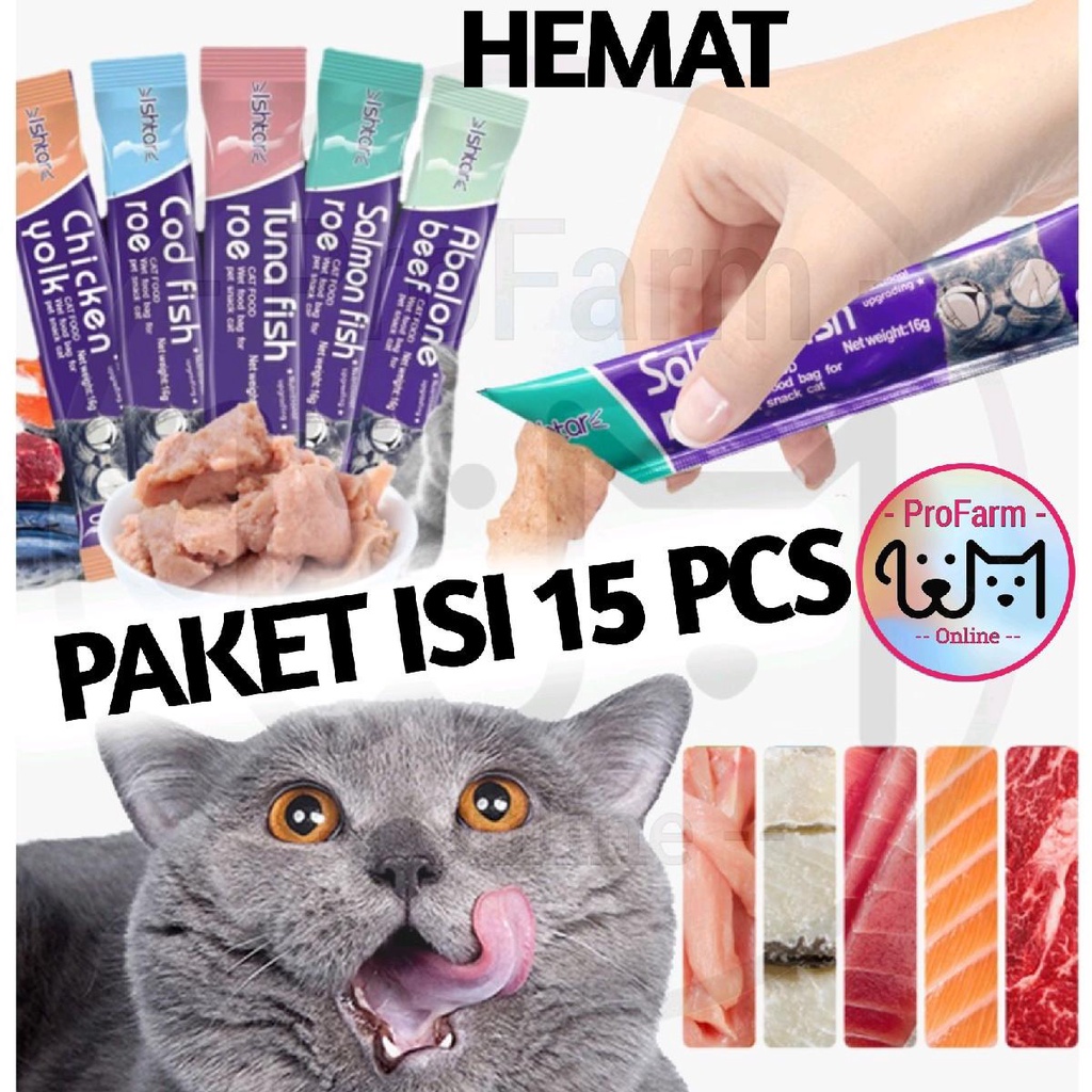 Jual 15 PCS Snack Kucing snack hewan peliharaan PAKET HEMAT cat strip ...