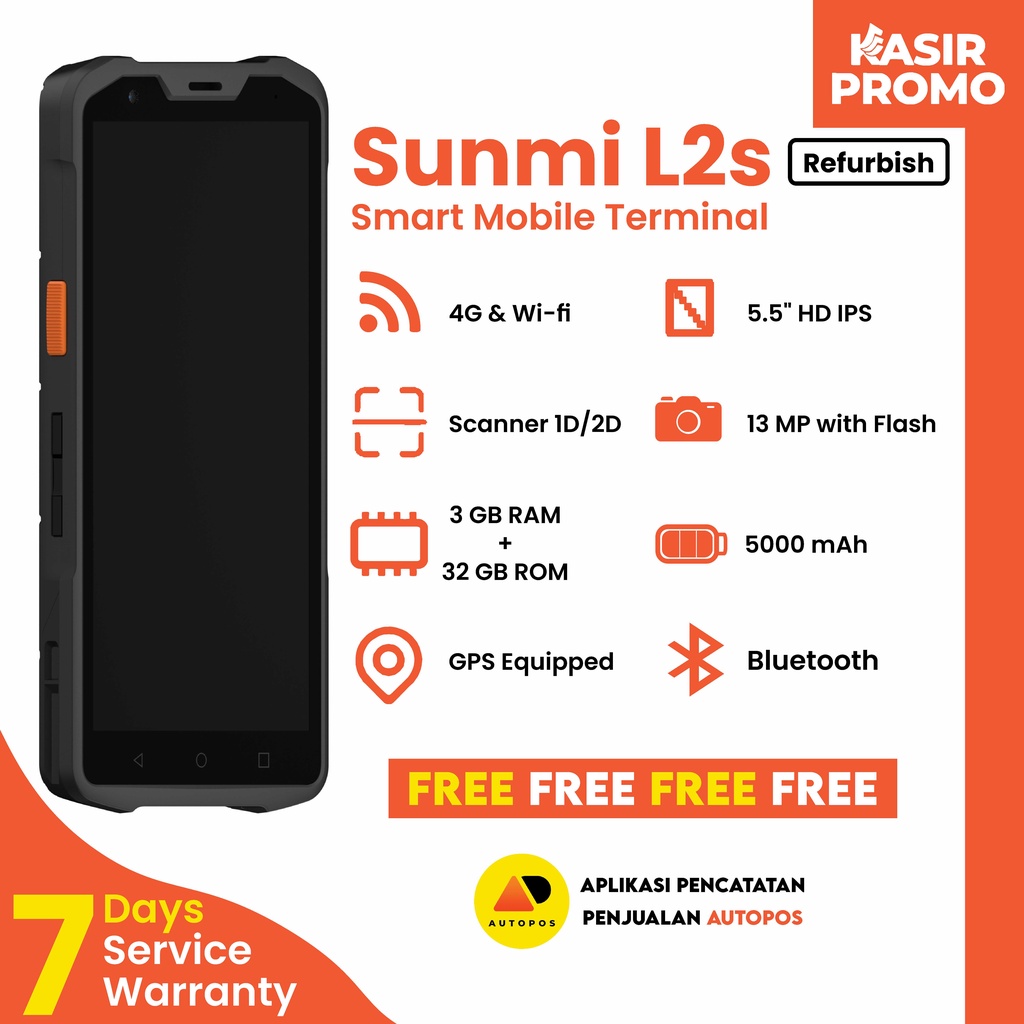 Jual Sunmi L2s Industrial Handheld POS 4G 3/32GB Barcode Scanner 1D/2D | Shopee Indonesia